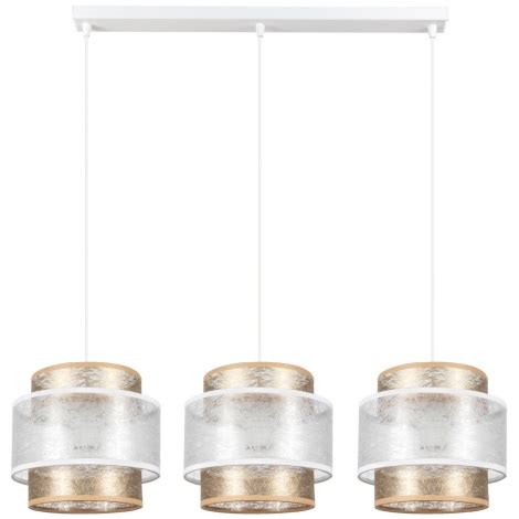 Candelabro Suspenso GABI 3xE27 60W 230V Dourado Branco Lampamania