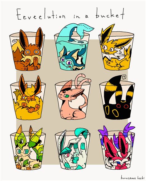 Eevee Sylveon Umbreon Glaceon Vaporeon And 4 More Pokemon Drawn