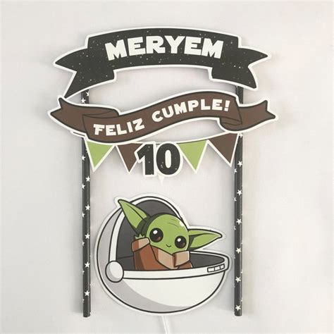 Cake Topper Pincho Adorno Torta Personalizado Baby Yoda