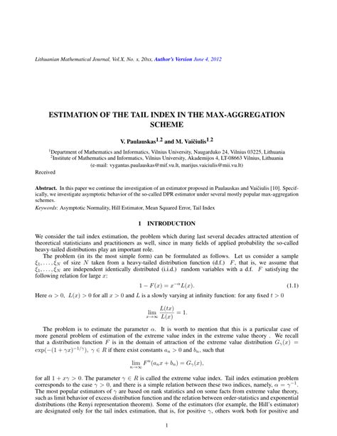 pdf estimation of the tail index in the max aggregation scheme