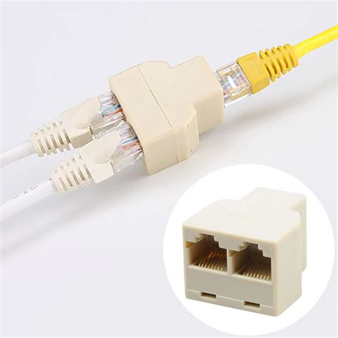 1 2 PCS RJ45 Splitter Connector 1 To 2 Way Dual Female Cat6 5 5e RJ45