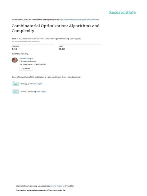 christos papadimitriou combinatorial optimization algorithms and complexity pdf pdf