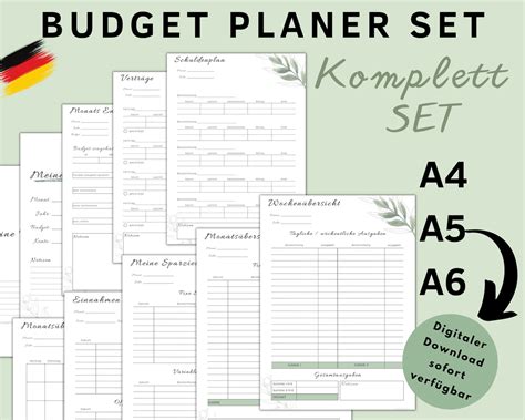 Budget Planner German A4 A5 A6 Fixed Costs Budget Planner Etsy