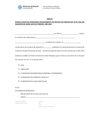 Completable En línea ANEXO I MODELO SOLICITUD INTERESADO Fax Email
