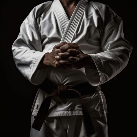 Dominio de las artes marciales cinturón negro en judo sobre fondo negro