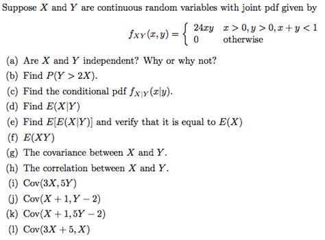 Suppose X And Y Are Continuous Random Variables With Chegg