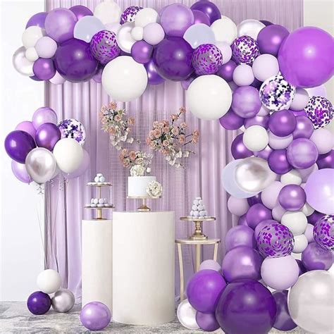 Kit Arche Ballon Violet et Or 125 pièces guirlande de ballon 75