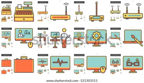 Technology Vector Line Icon Set Isolated Stock Vector Royalty Free