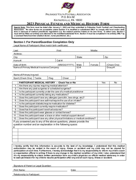 Fillable Online Physical Fitness Medical History Form Cloudfront