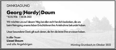 Traueranzeigen Von Georg Daum Vrm Trauer De