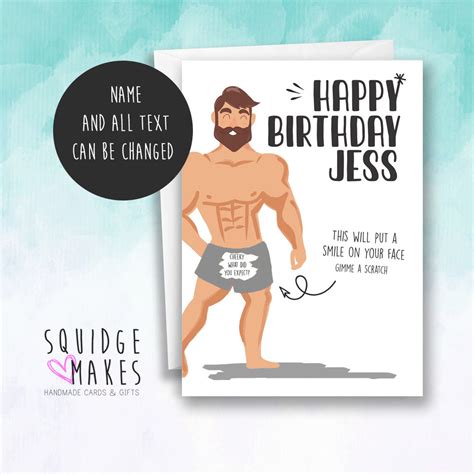 Personalised Funny Birthday Card Sexy Man Cheeky Message Etsy