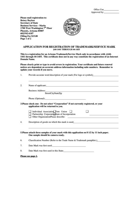 Printable Trademark Application Form Printable Templates