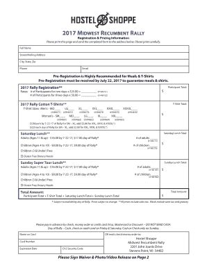 Fillable Online Rally Registration Form 17 Indd Fax Email Print PdfFiller