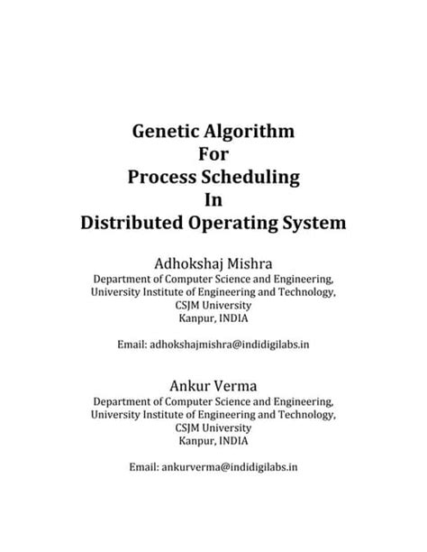 genetic algorithm for process scheduling pdf