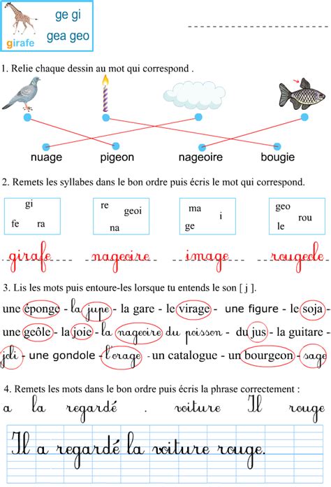 Fiche d exercices à imprimer le son j Apprendre à lire