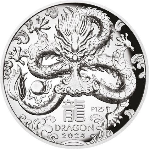 5 Unze Silber Lunar III Drache 2024 PP HR Auflage 388 Polierte