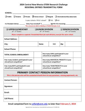 Fillable Online Hsc Unm 2023 EntryTRANSMITTAL FORM Fax Email Print
