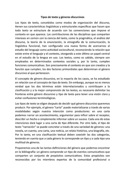 Tipos De Texto Y G Neros Discursivos Tipos De Texto Y G Neros