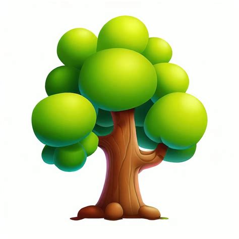 Un dibujo de dibujos animados de un árbol con hojas verdes y un fondo