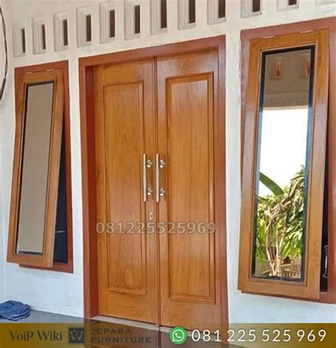 Pintu Kupu Tarung Jati Kusen Jendela Minimalisan Tanpa Mata