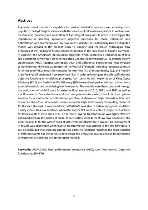 pdf impacts of different objective functions on the multi criteria optimisation of wasim eth