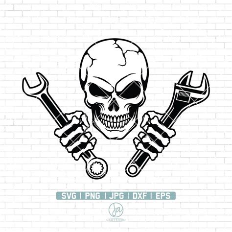 Skull Mechanic Svg Mechanic Logo Patriotic Skull Svg Etsy