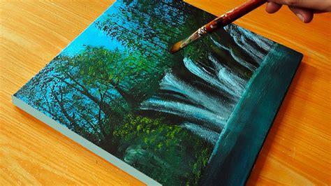 Easy Waterfall Landscape Painting Tutorial For Beginners Step By