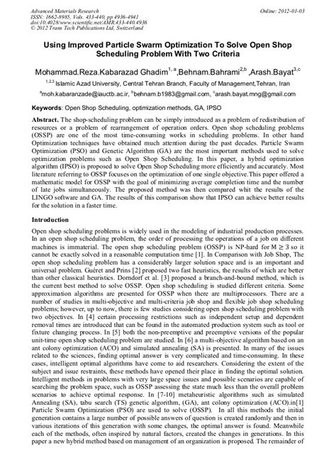 using improved particle swarm optimization to solve open shop scheduling problem with two