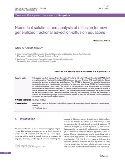 pdf numerical solutions and analysis of diffusion for new generalized fractional advection