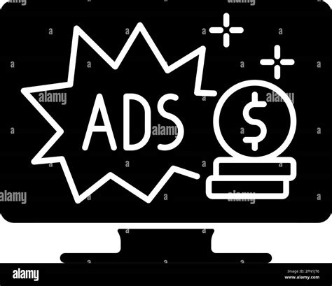Ad Supported Subscription Plan Black Glyph Icon Stock Vector Image