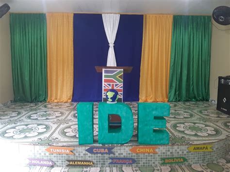 Ornamentação Culto de Missões Bandeira do Brasil IDE Nações
