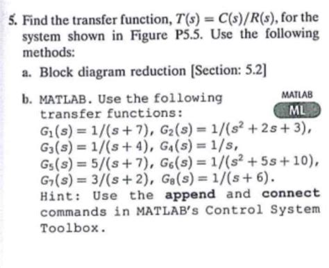 solved 5 find the transfer function t s c s r s for