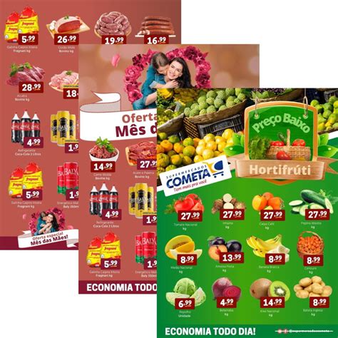 10 Artes para Encartes de Supermercado Editáveis Canva