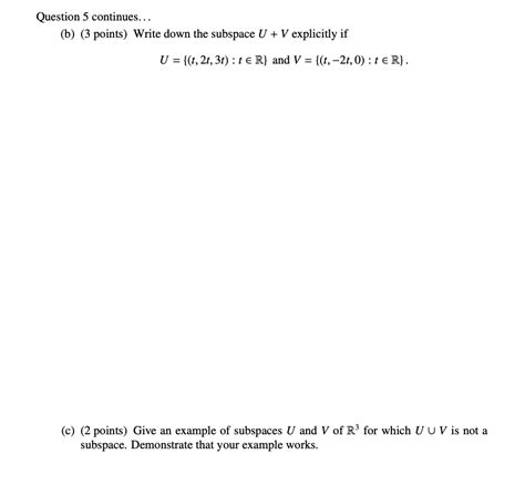 solved 5 suppose that u and v are both subspaces of rn a