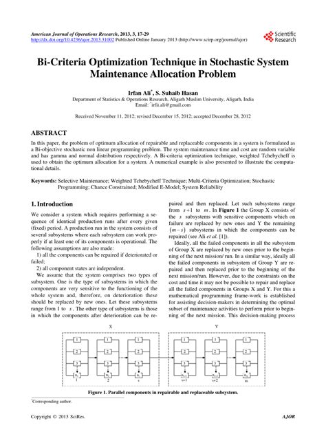 pdf bi criteria optimization technique in stochastic system maintenance allocation problem