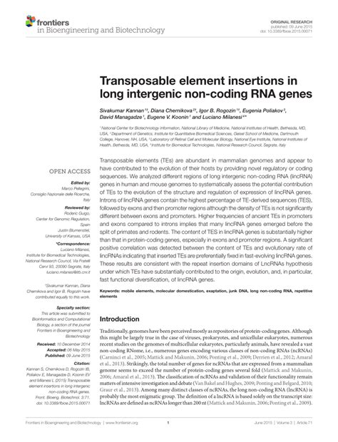 pdf transposable element insertions in long intergenic non coding rna genes