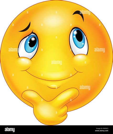Happy Cartoon Emoticon Thinking Stock Vector Art Illustration Vector