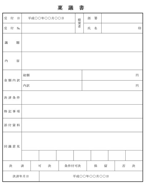 稟議書の書式テンプレートWordワード テンプレートフリーBiz