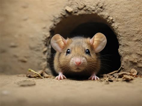 Mouse Peeking Out Of A Hole In The Wall Generated With AI Stock