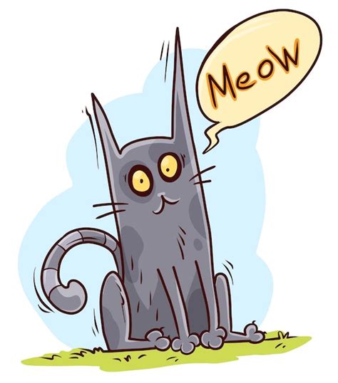Dibujos Animados Lindo Divertido Sentado Peque O Gato Gris Vector Premium