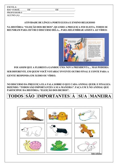 Sequ Ncia Did Tica Elei O Dos Bichos Exercise Workbook School