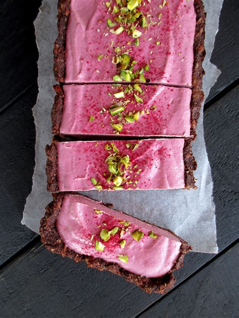 No Bake Raspberry Chocolate Tart Vegan Gluten Free Fruit Sweetened