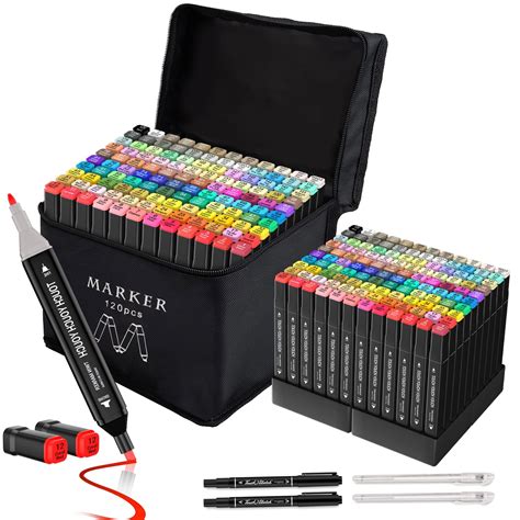 Banral Alcohol Markers Set 120 Colors Dual Tip Alcohol Based Art