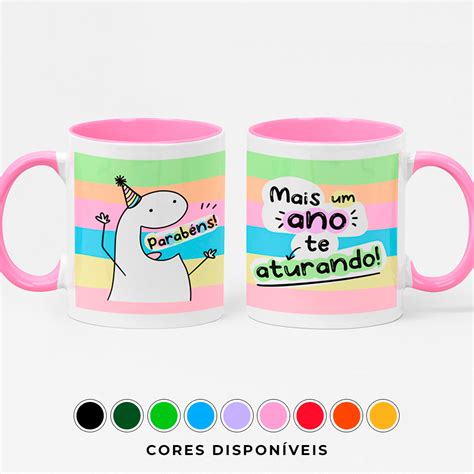CANECA PARABÉNS PRA VOCÊ FLORK PERSONALIZADA ESCOLHA A COR DA