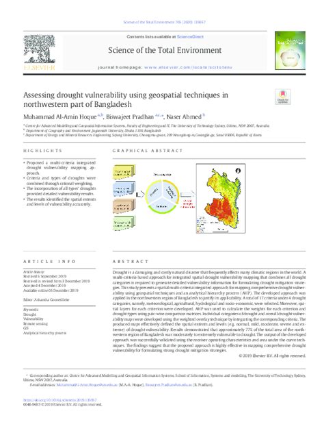 pdf assessing drought vulnerability using geospatial techniques in northwestern part of
