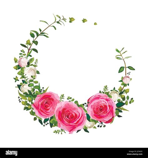 Círculo de flores corona redonda coronet flores rosadas hypericum Rosa
