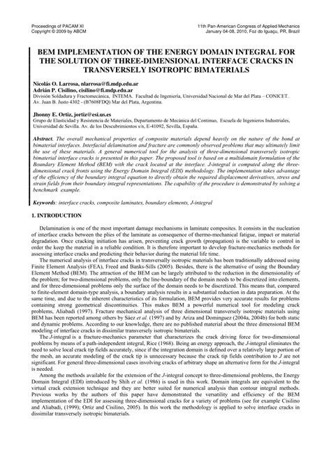 pdf bem implementation of the energy domain integral for the solution of three dimensional
