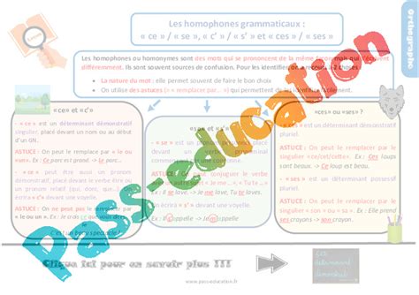 Les Homophones Grammaticaux Ce Se C S Et Ces