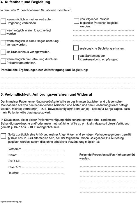 PATIENTENVERFÜGUNG zum Ausdrucken kostenlos