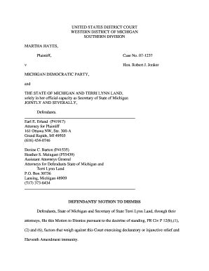Fillable Online Moritzlaw Osu MOTION To Dismiss By Defendants Michigan